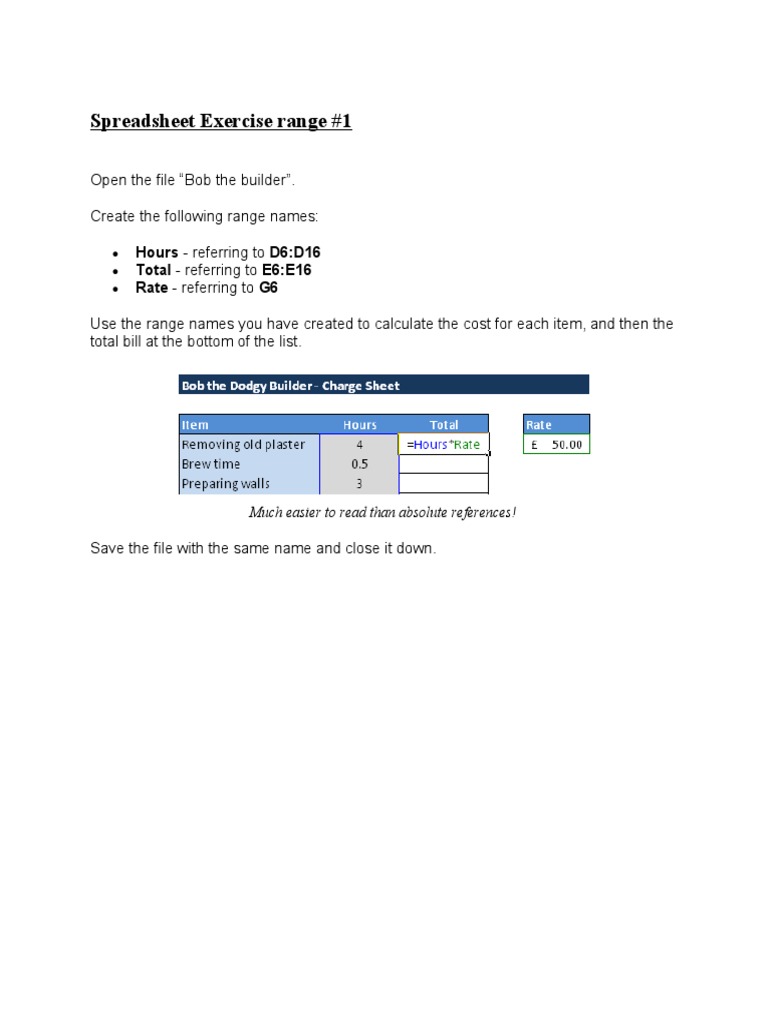 Spreadsheet Exercis1 | PDF | Teaching Methods & Materials
