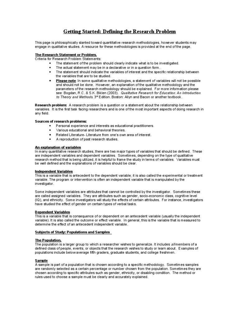 Problem Statement Handout | PDF | Sampling (Statistics) | Qualitative ...