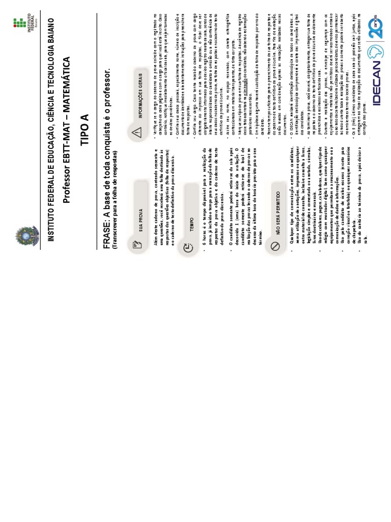 IFBA-IDECAN-2019.PORT and LEGS | PDF | Desenvolvimento profissional | Pré-escola