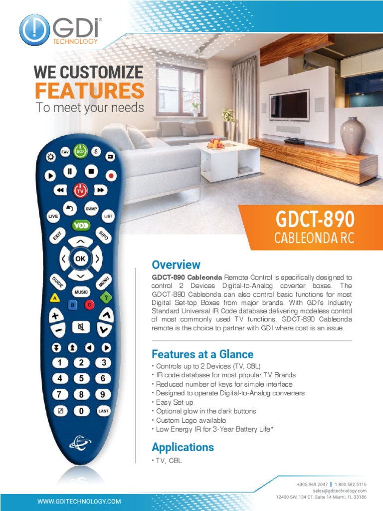 GDCT 890 Cableonda Data Sheet | PDF | Television | Set Top Box