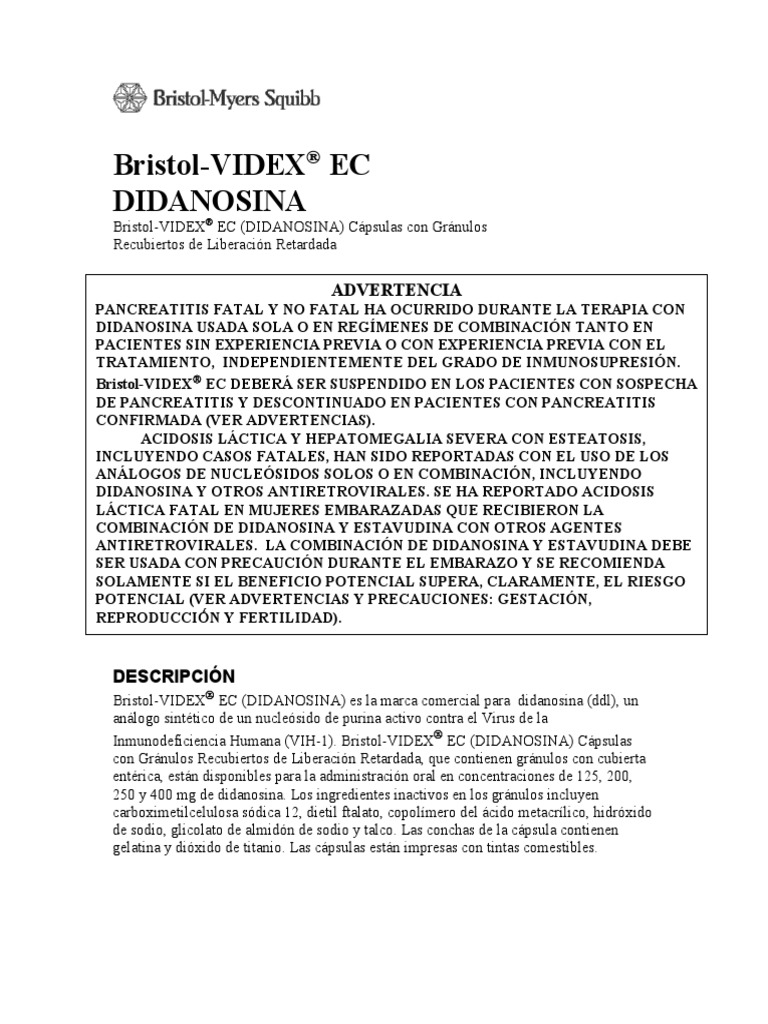 IPP Bristol-VIDEX EC-Nov11 (Rev Oct-15) | PDF | VIH | Farmacocinética