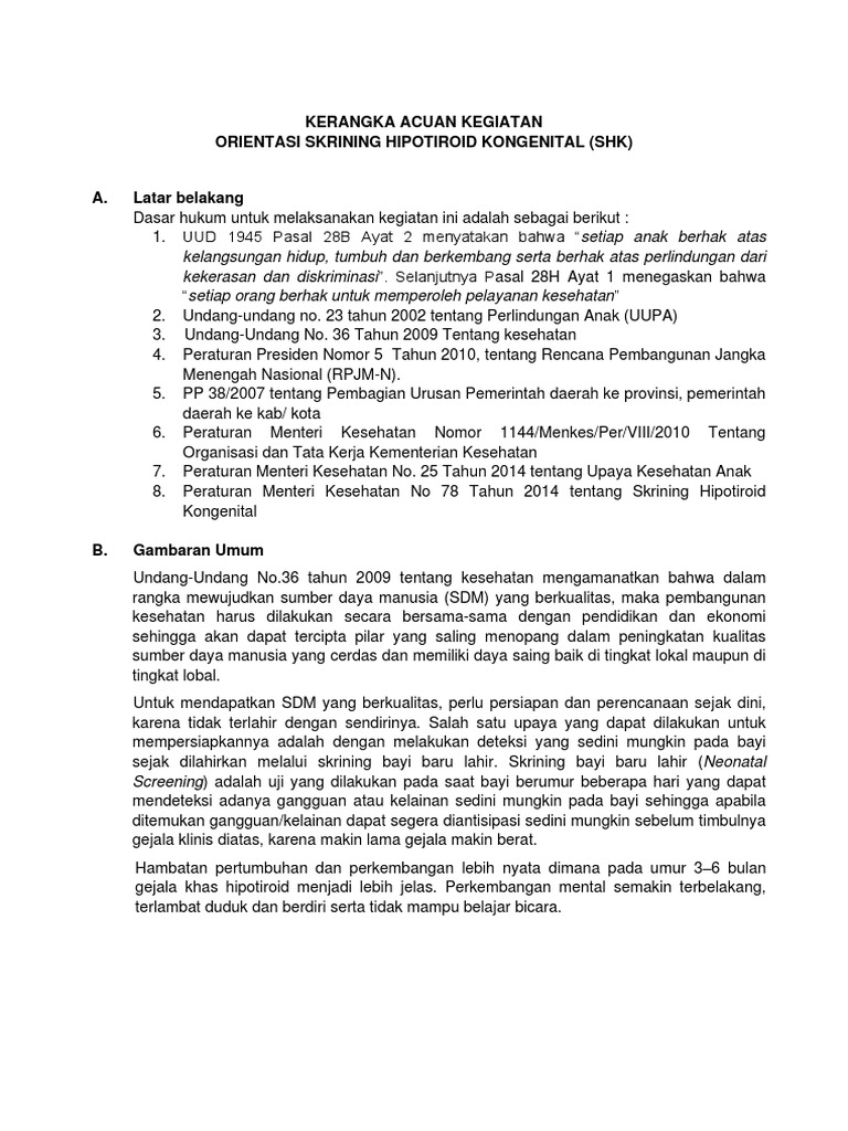 TOR Orientasi SHK 2021 | PDF