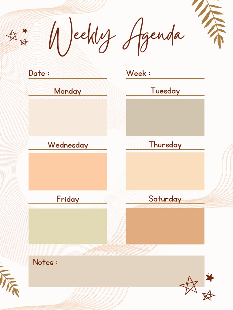 Earth Tone Weekly Agenda Planner | PDF