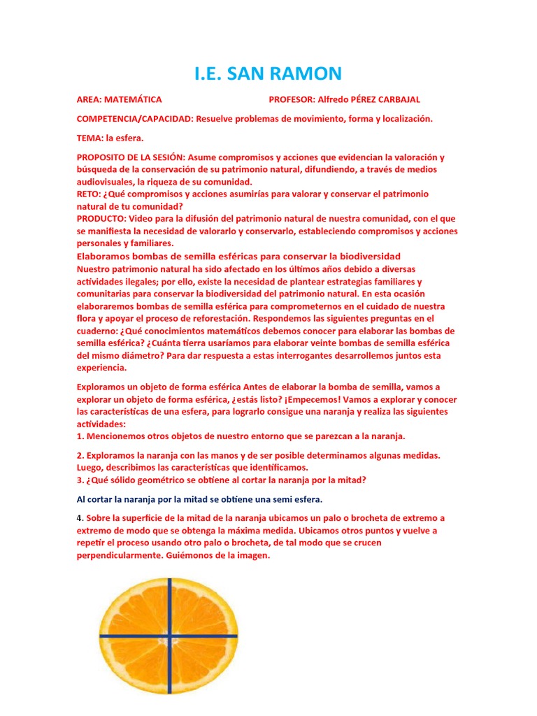 I.E. San Ramon: Elaboramos Bombas de Semilla Esféricas para Conservar ...