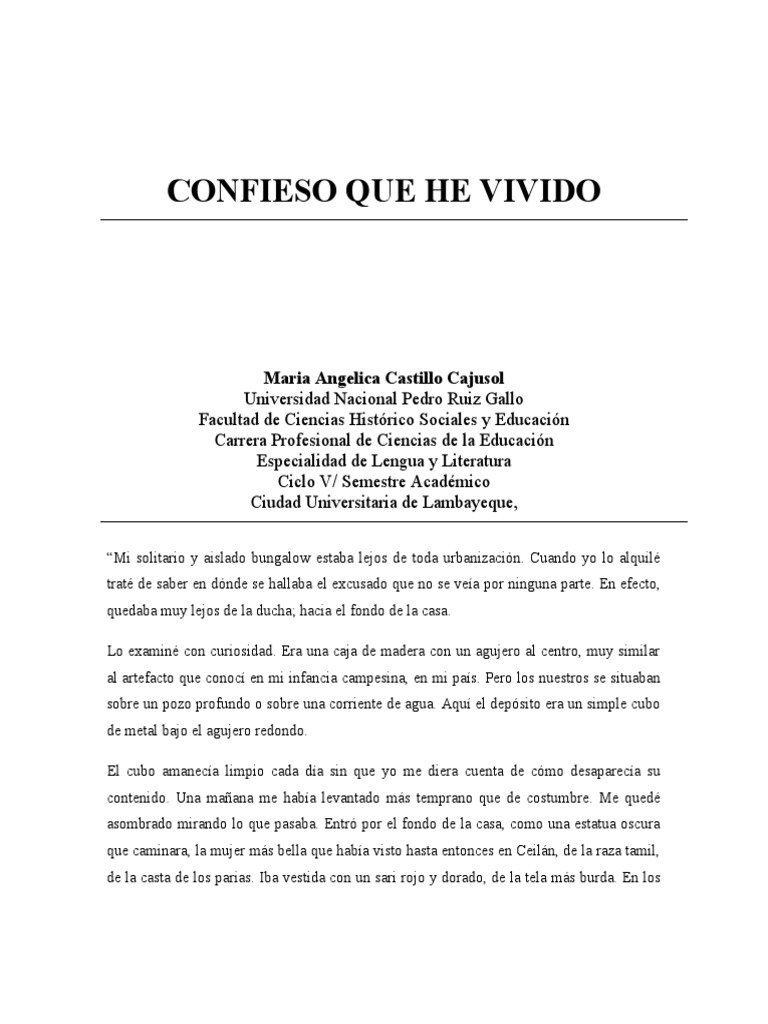 Confieso Que He Vivido | PDF | Adverbio