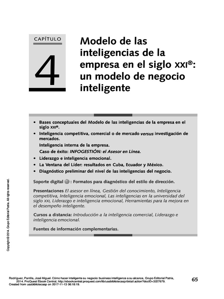 Capitulo 4 Modelo de Las Inteligencias de La Empresa en El Siglo Xxi Un Modelo de Negocio ...