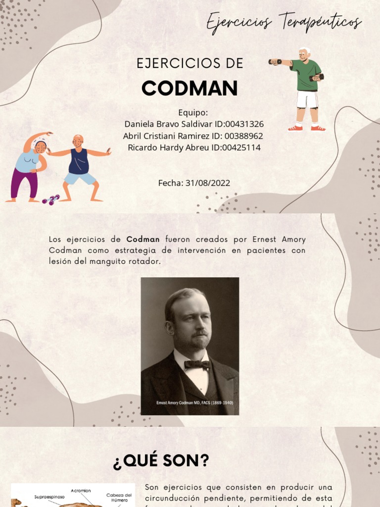 Presentación Ejercicios de Codman | PDF | Hombro | Causas de la muerte