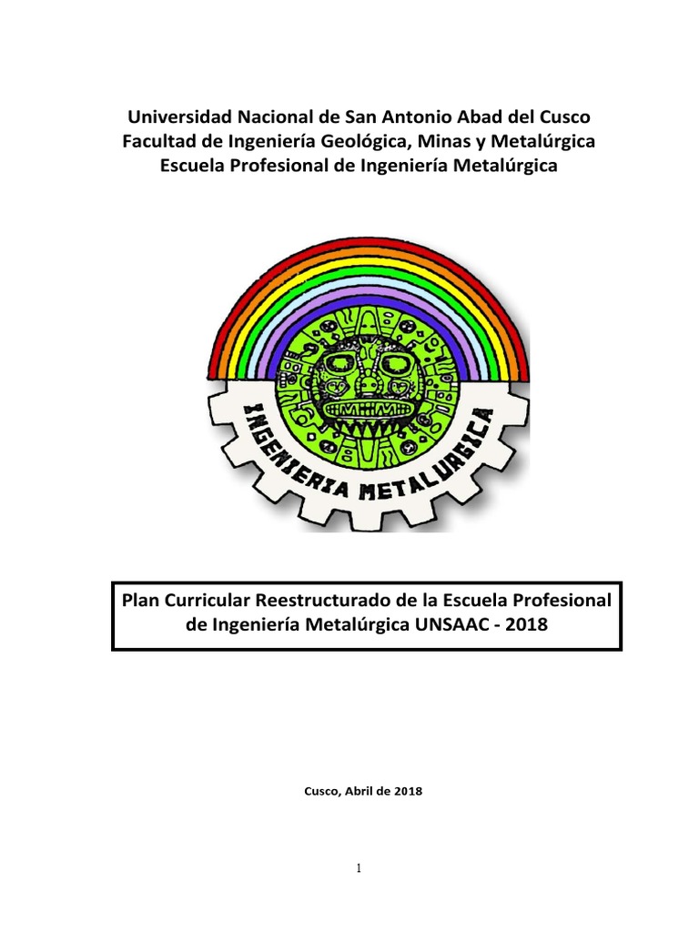 PLan Curricular 2018 Escuela Profesional Ingenieria Metalurgica 15-05-2018 | Descargar gratis ...