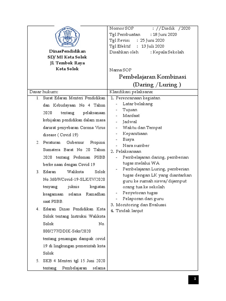 SOP DARING Dan Luring | PDF