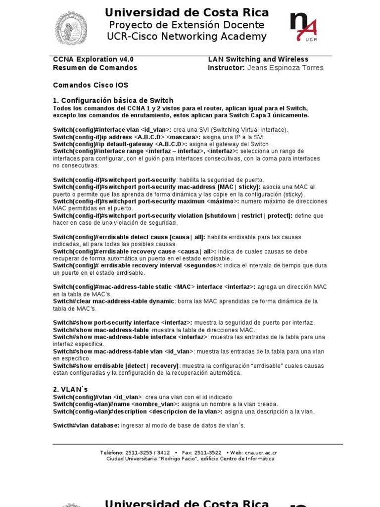 Resumen de Comandos CCNA 3 | PDF | Protocolos de internet | Protocolos de red