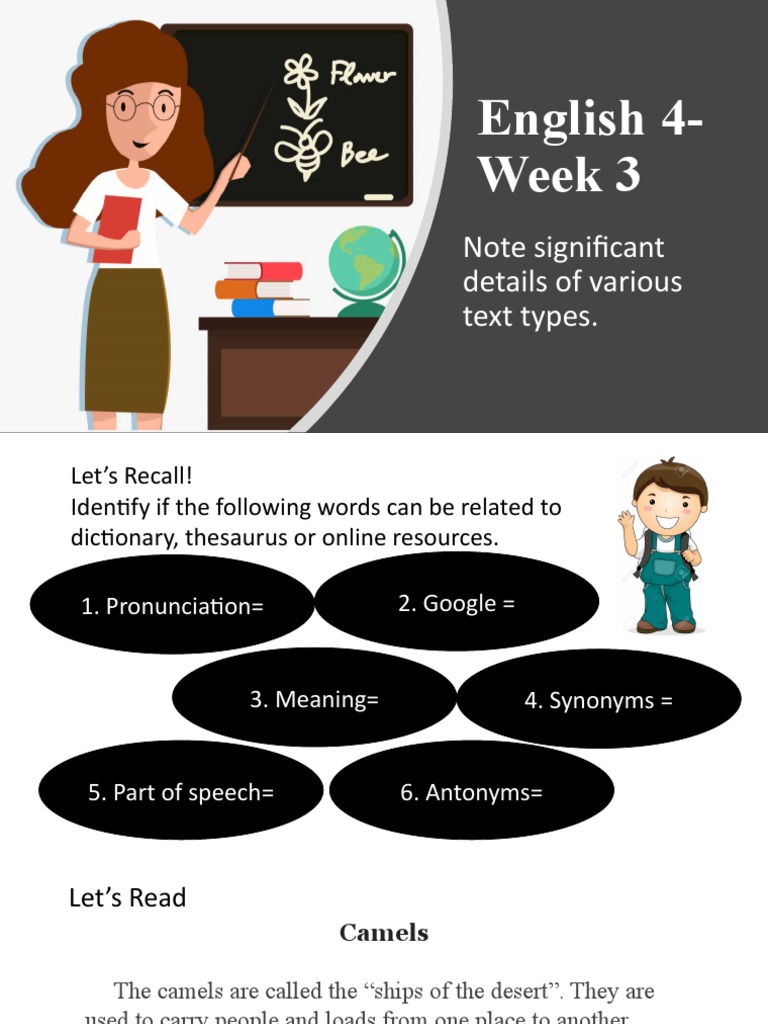 English 4-Week 3 | PDF | Camel