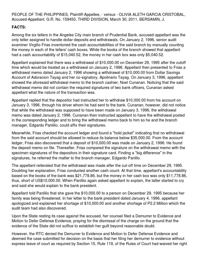 People v. Cristobal Digest | PDF | Complaint | Crimes