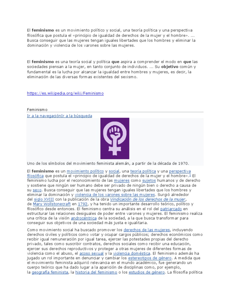 FEMINISMO | PDF | Estudios de género | Feminismo