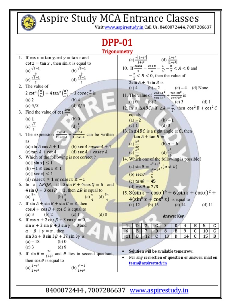 DPP 01 Trigonometry - 1046575 - 2022 - 09 - 26 - 14 - 33 | PDF ... DPP 01 Trigonometry - 1046575 - 2022 - 09 - 26 - 14 - 33 | PDF ...