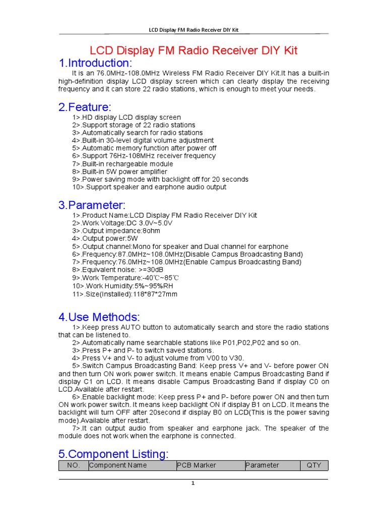 LCD Display For Diy Radio Kit | PDF | Frequency Modulation | Radio