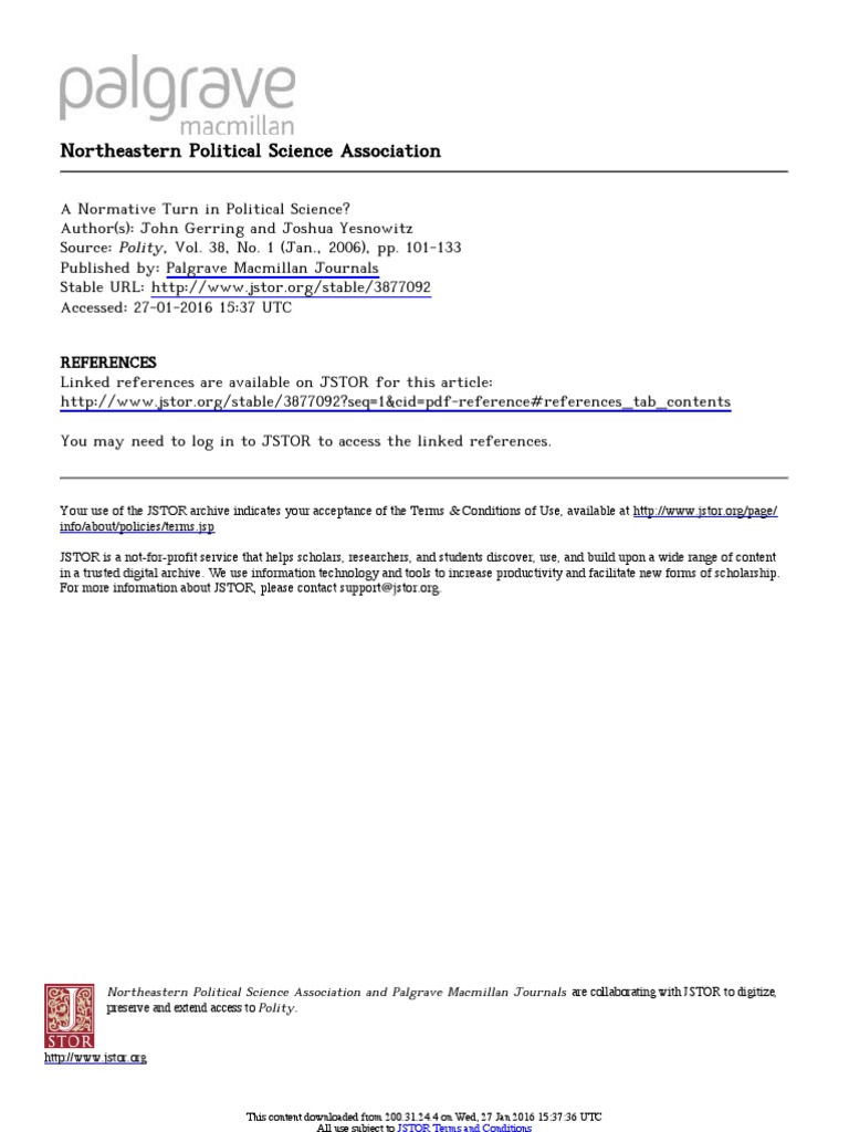 Gerring, Yesnowitz - A Normative Turn in Political Science | PDF ...