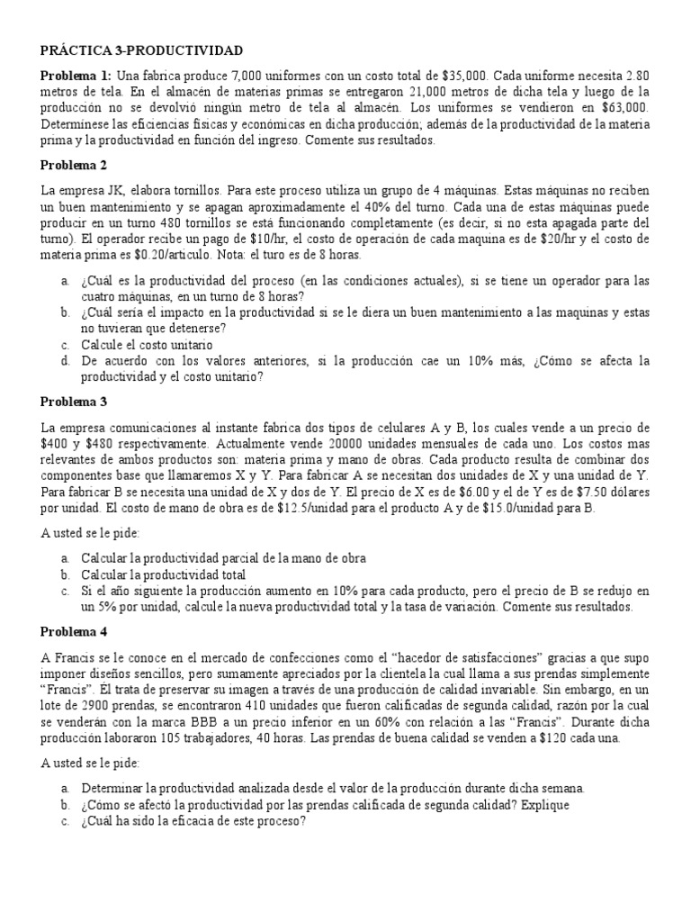 Prac Prod 3 | PDF | Economias | Business