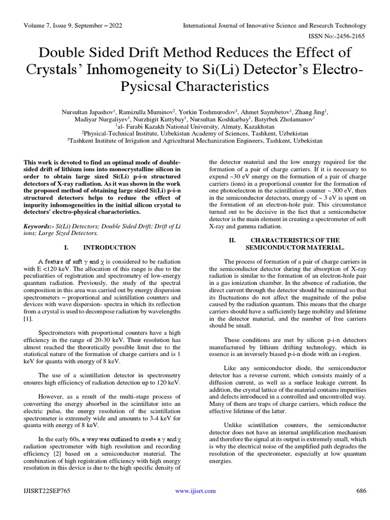 Double Sided Drift Method Reduces The Effect of Crystals' Inhomogeneity To Si (Li) Detector's ...