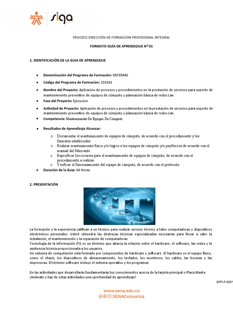 Guía de Aprendizaje #01 | PDF | Hardware de la computadora | Microprocesador