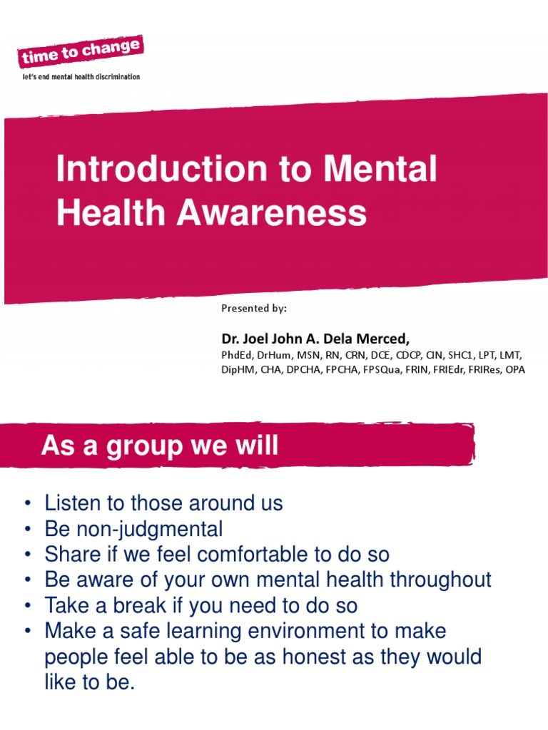 Introduction To Mental Health Awareness | Download Free PDF | Mental ...