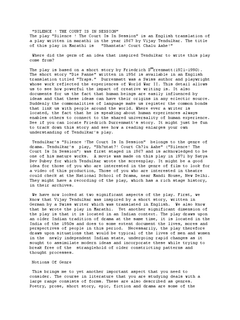 Silence! The Court Is In Session Overview | PDF | Poetry | Genre