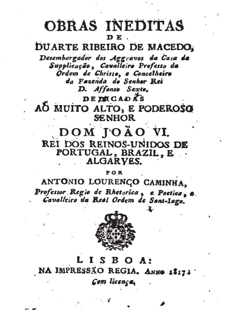 Discurso Sobre A Introdução Das Artes No Reino-Duarte Ribeiro de Macedo ...