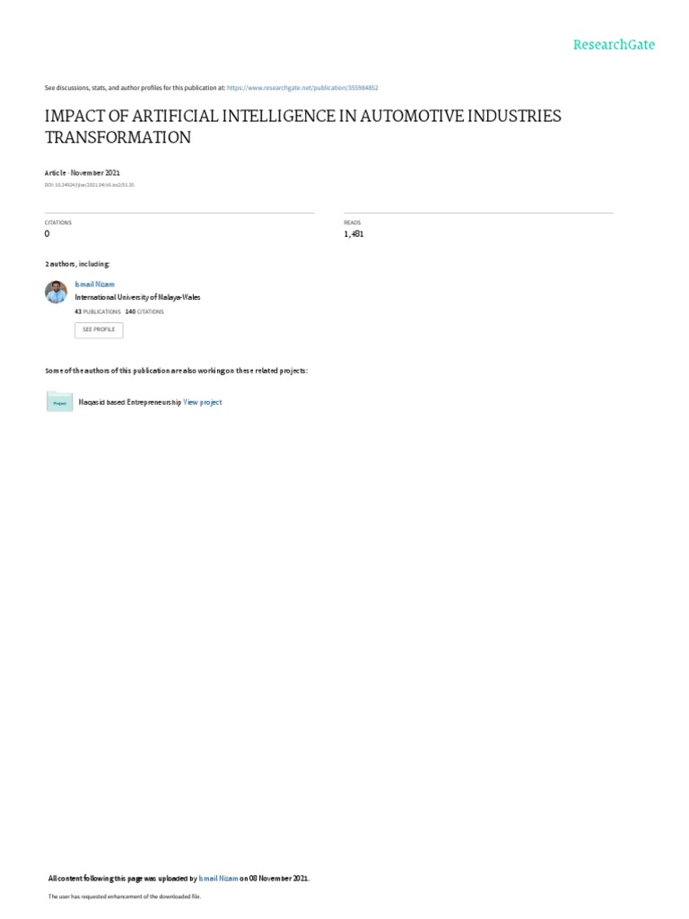 Artificial Intelligencein Automobile | PDF | Artificial Intelligence ...