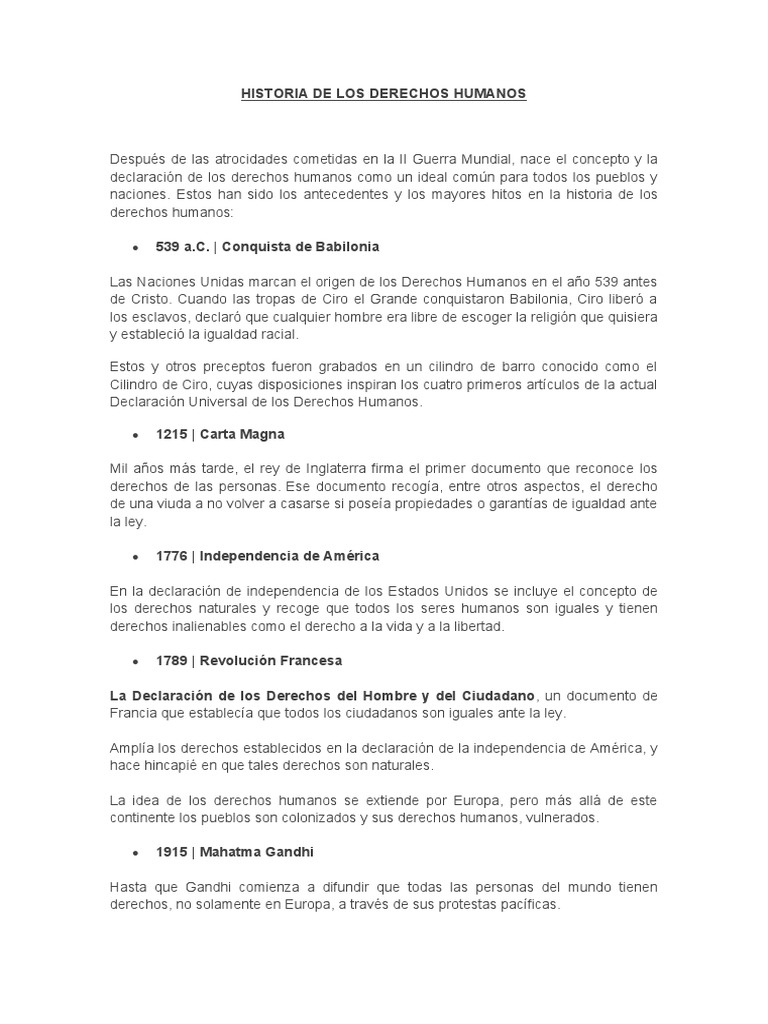 Historia de Los Derechos Humanos | PDF | Derechos humanos | Gobierno y personalidad