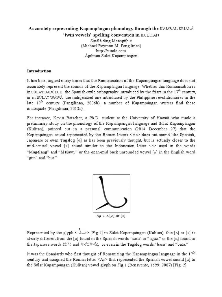 Accurately Representing Kapampangan Phonology: A Case for Reviving the ...