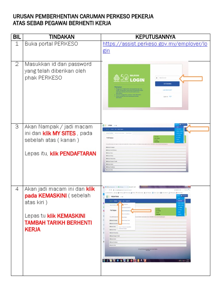 FLOW URUSAN PEMBERHENTIAN CARUMAN PERKESO PEKERJA (PDF 2) | PDF