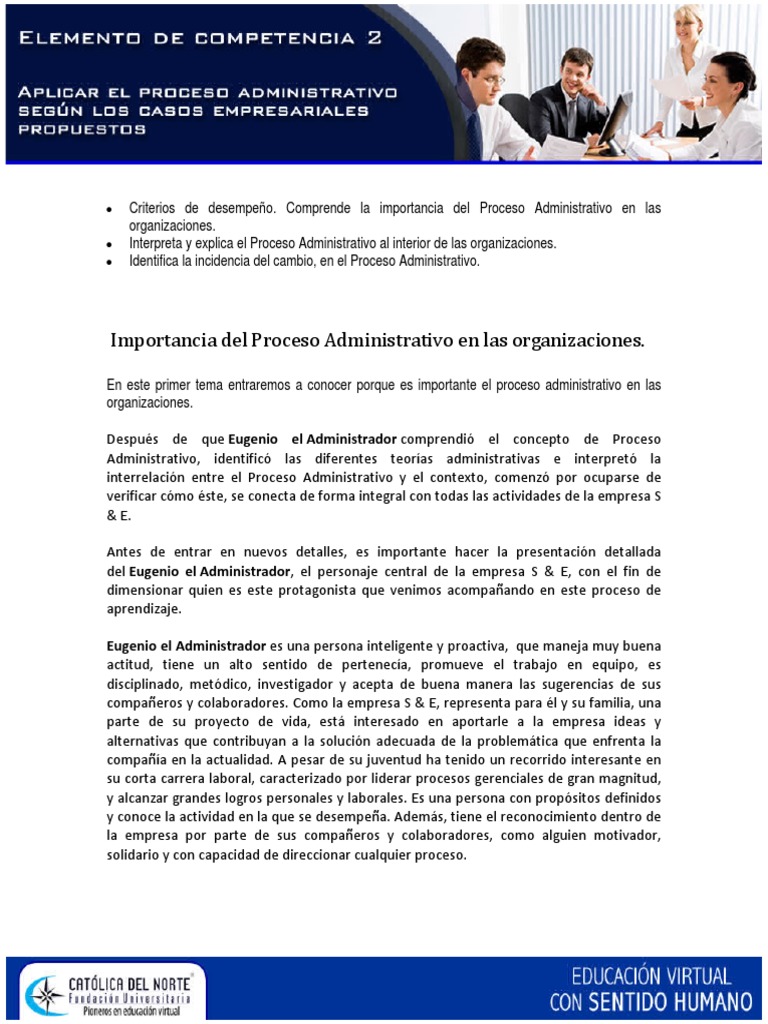 Proceso Administrativo en S & E | PDF | Planificación | Business