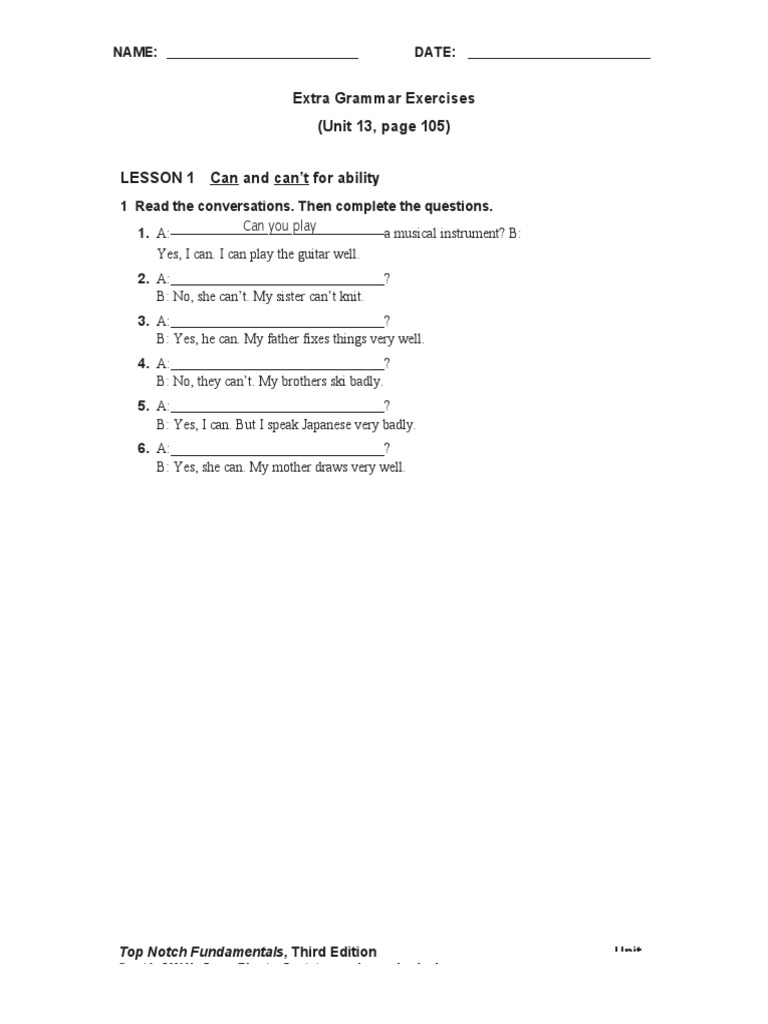 UNIT 13 Extra Grammar Exercises | PDF