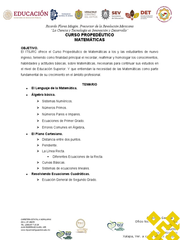 Temario Matemáticas | PDF