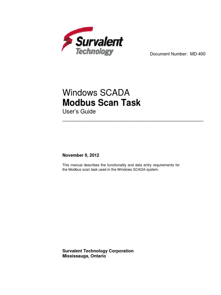 MD-400 Modbus Scan Task User's Guide | PDF | Port (Computer Networking ...