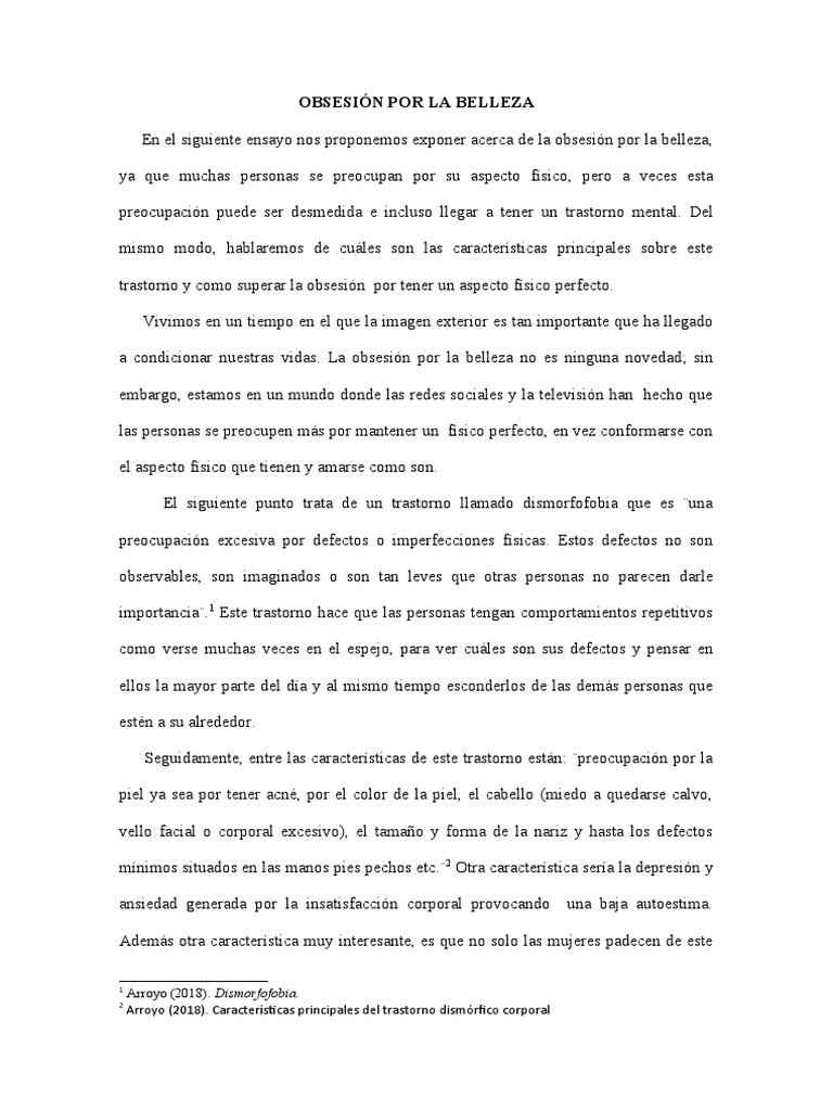 Obsesión por la Belleza y sus Efectos | PDF | Sicología | Conceptos ...