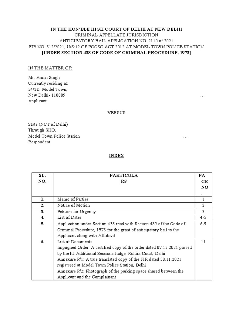 Anticipatory Bail Application | PDF | Criminal Procedure In South ...