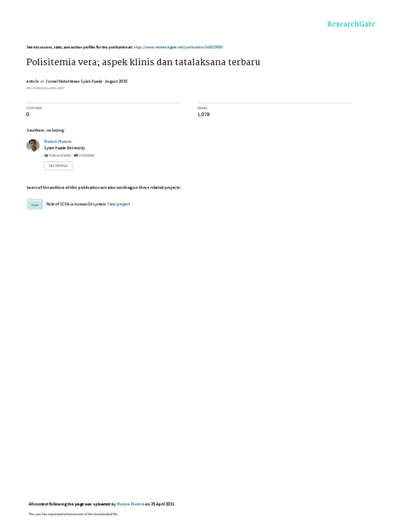 Polisitemia Vera Aspek Klinis Dan Tatalaksana Terb | PDF