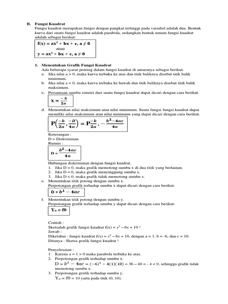 Fungsi Kuadrat | PDF | Metode & Bahan Ajar