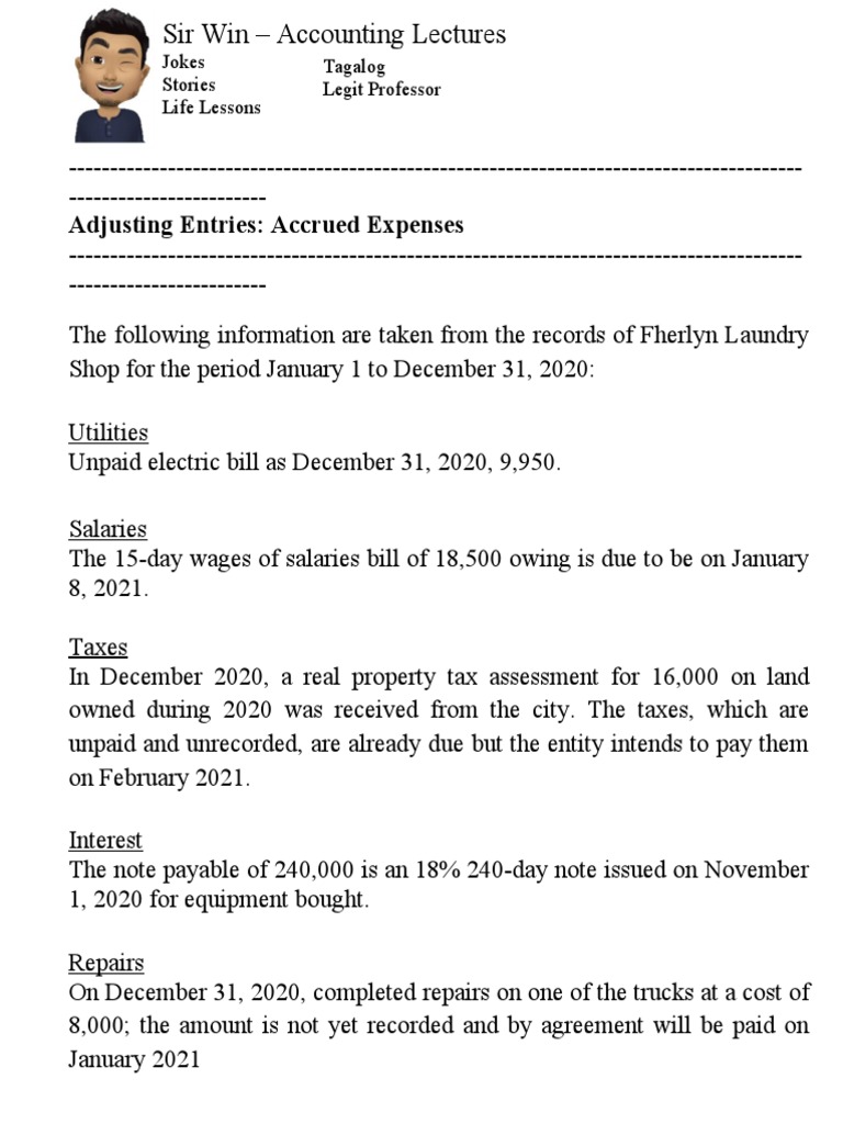 Accrued Expenses Adjusting Entries Guide | PDF
