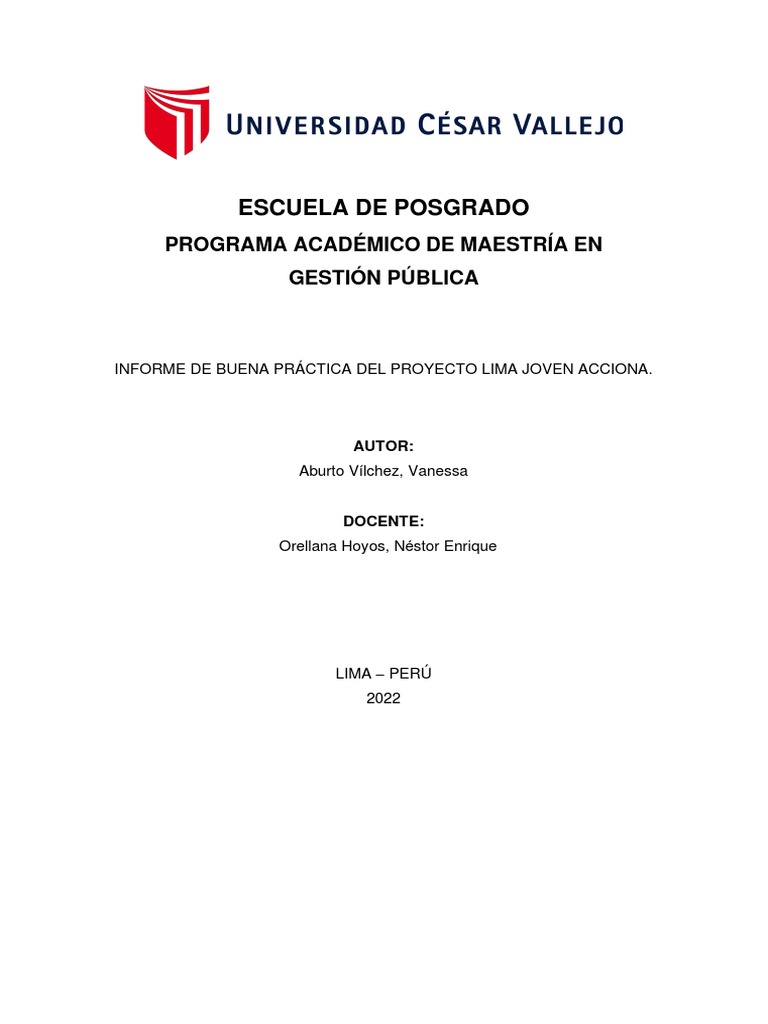 Informe de Buena Práctica Del Proyecto Lima Joven Acciona. | PDF | La delincuencia juvenil ...