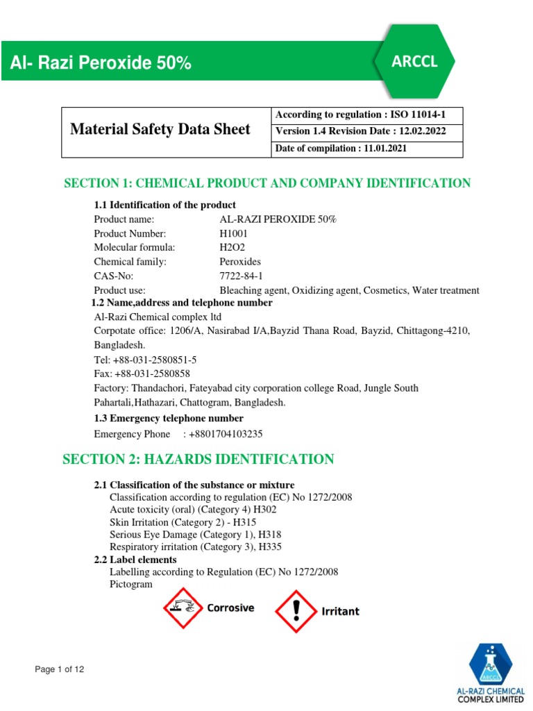 Al - Razi Peroxide 50% | PDF | Metals | Hydrogen Peroxide