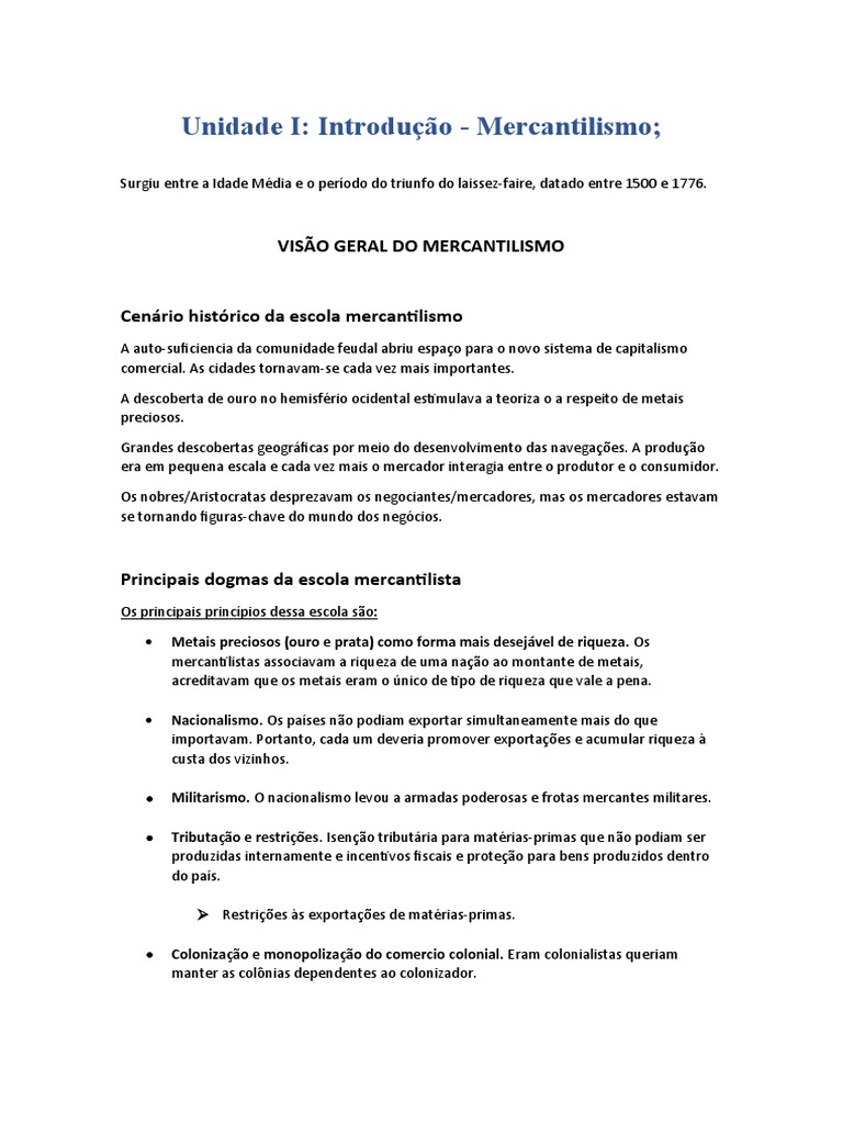 Introdução ao Mercantilismo e Seus Princípios | PDF | Economia ...