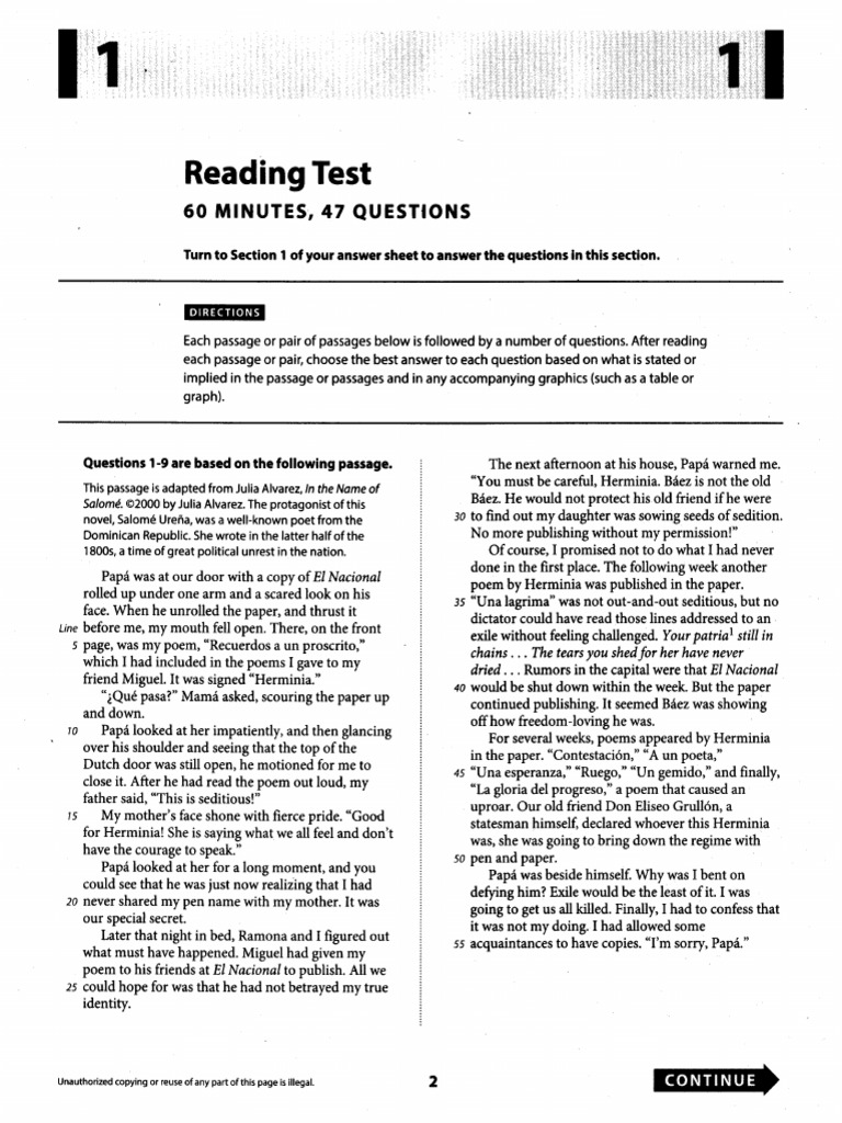 SAT Practice Test 1 | PDF