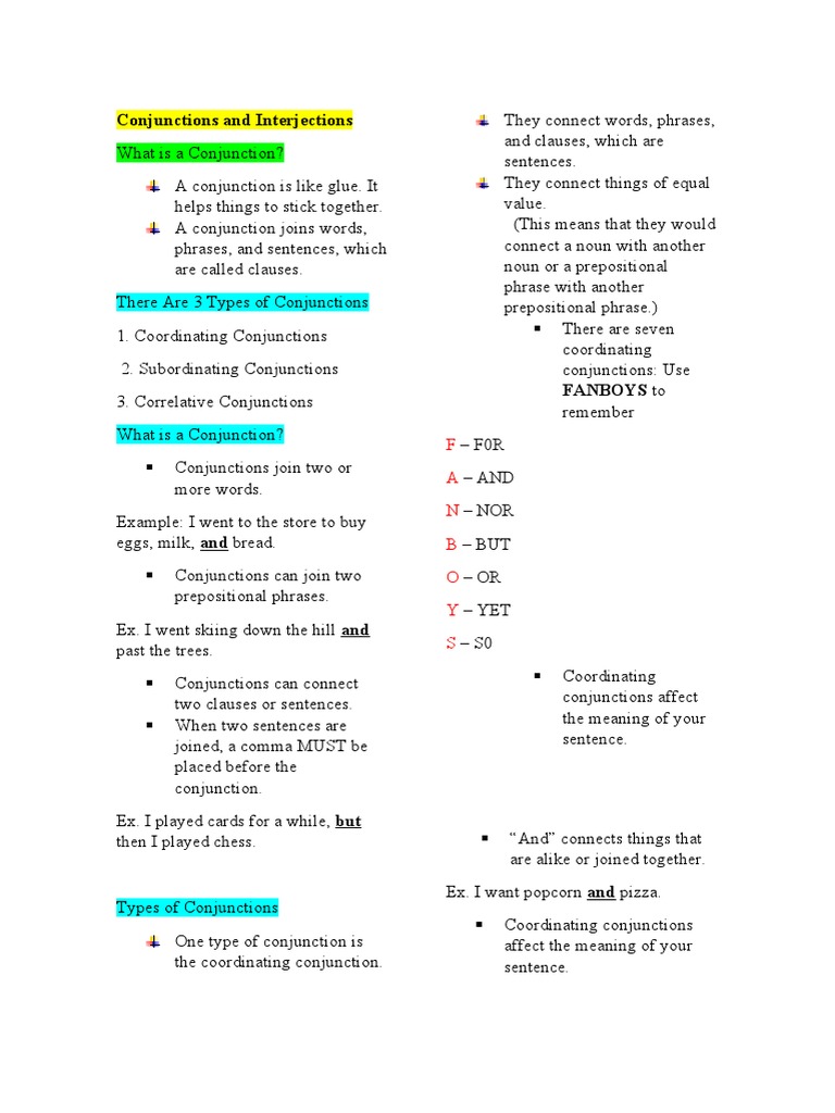 Conjunctions and Interjections | Download Free PDF | Semiotics | Syntax