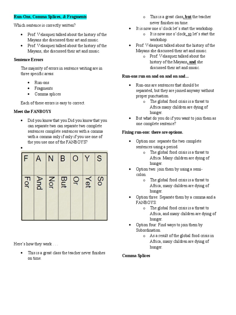 2 Run Ons Fragments Comma Slices Redundancy and Wordiness | PDF | Comma ...