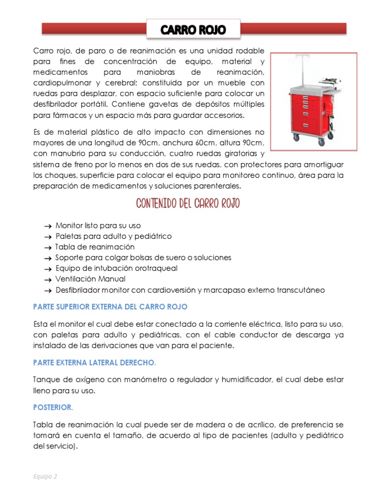 Carro Rojo y Material | PDF | Reanimación cardiopulmonar | Cuidado de la salud
