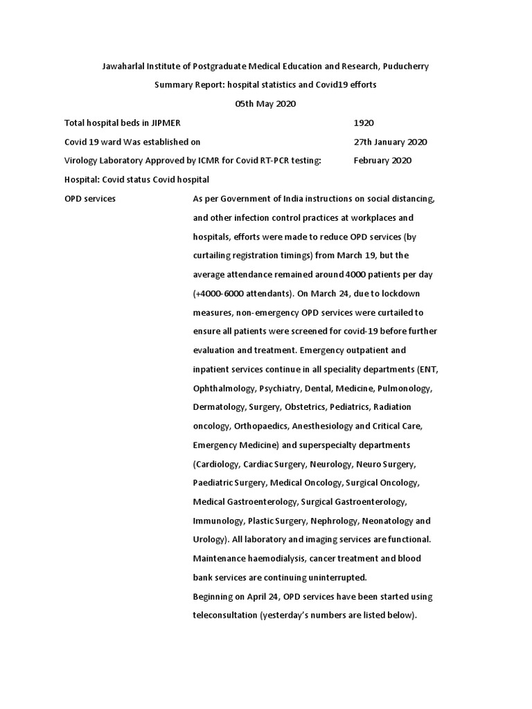 Hospital statistics report on 8.5.2020 | PDF | Hospital | Medicine