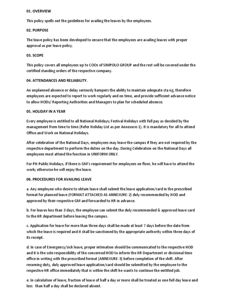 1 25 02 2019 19 28 08 Doc $leave Policy | PDF | Employment | Salary