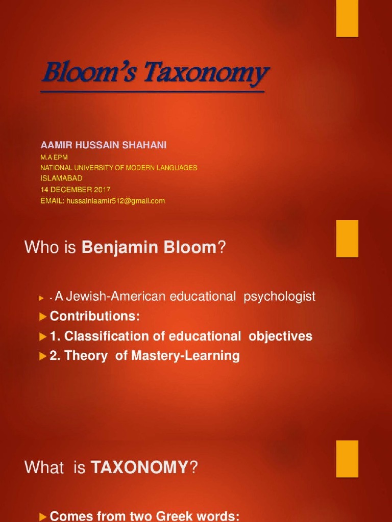Blooms Taxonomy Powerpoint Presentation 2017 | PDF