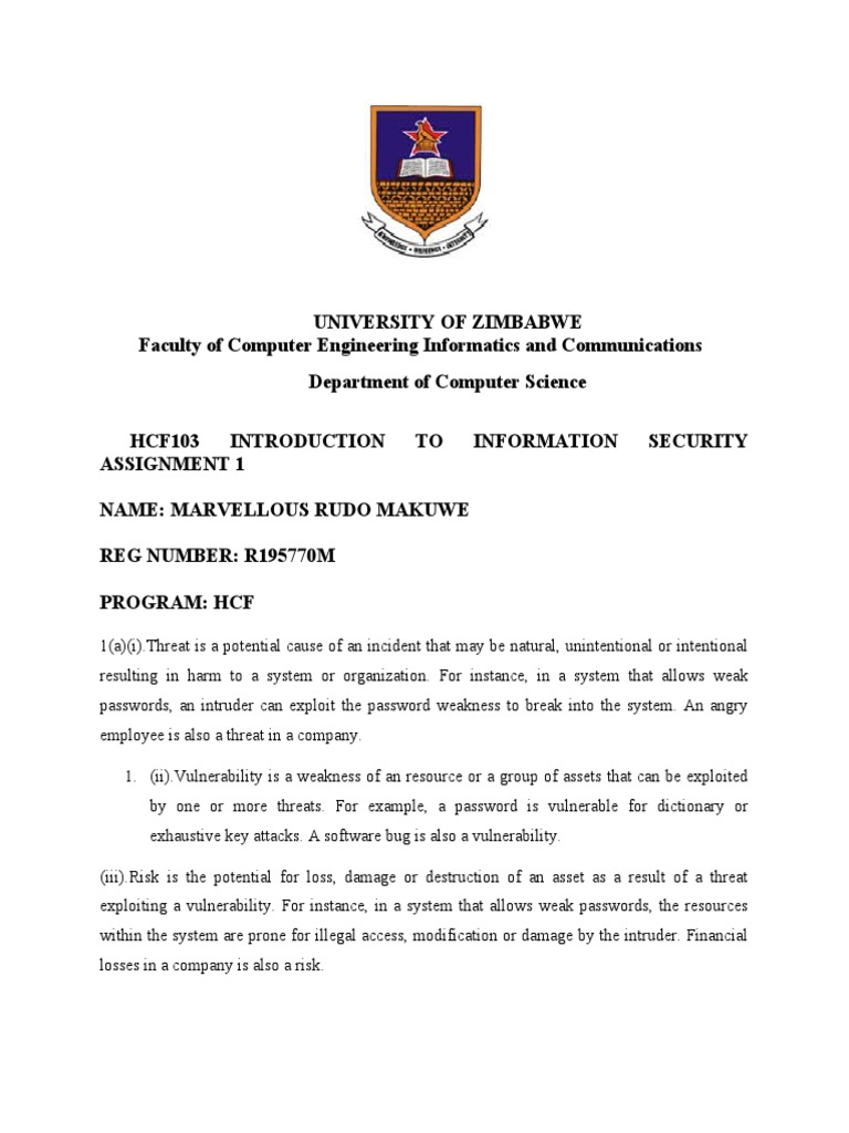Assignment 1 | PDF | Security | Computer Security